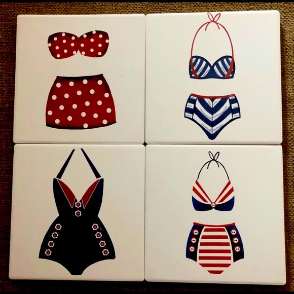 Pier 1 | Dining | Pier One Vintage Swimsuit Coasters | Poshmark